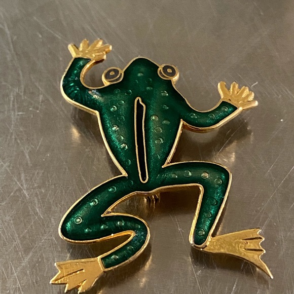 Jewelry | Vintage Enamel Frog Pin Size 2 Long | Poshmark